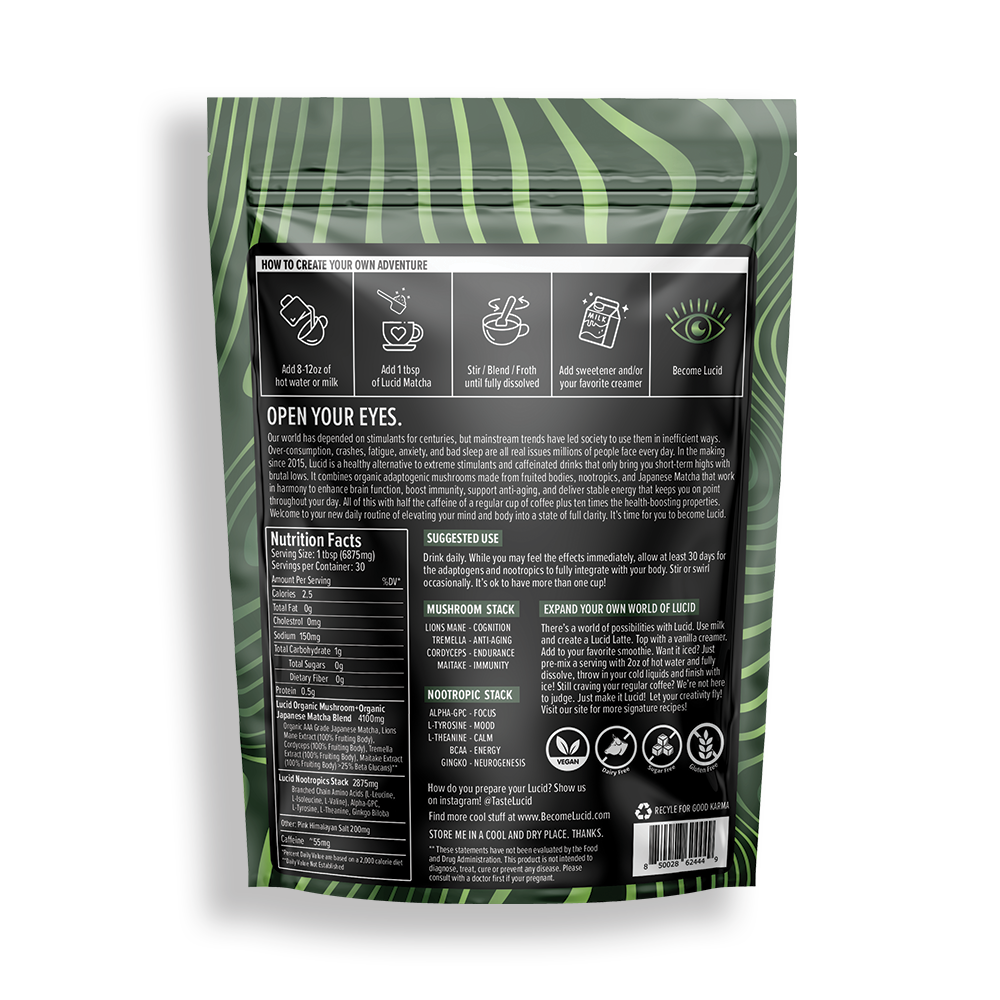 Lucid™ Mushroom Matcha | Lion's Mane + Cordyceps + Maitake + Tremella